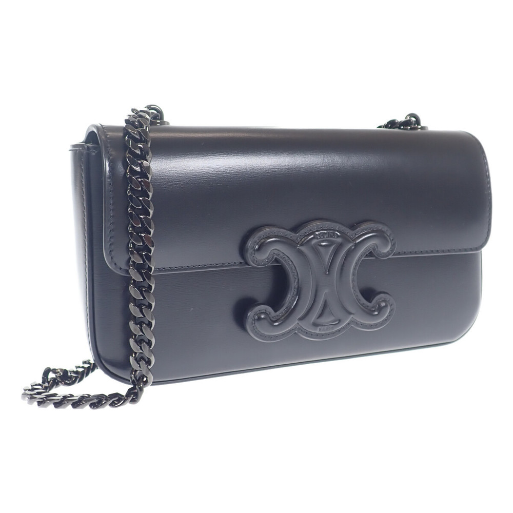 Celine Triomphe Calfskin Claude Chain Shoulder Bag Bl… - Gem